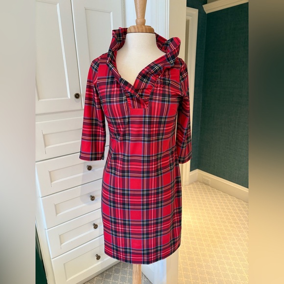 Gretchen Scott Designs | Dresses | Gretchen Scott Red Plaid Ruffle Neck ...